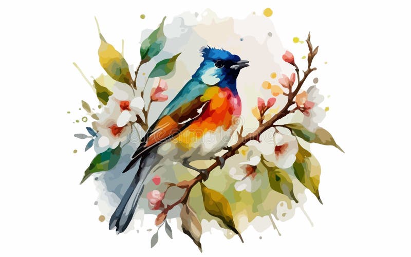 Bulbul Bird Watercolor Art and Illustration Generative AI Stock Vector ...