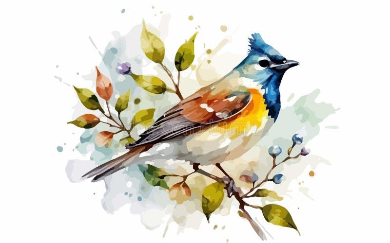Bulbul Bird Watercolor Art and Illustration Generative AI Stock Vector ...