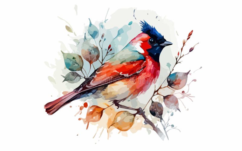 Bulbul Bird Watercolor Art and Illustration Generative AI Stock Vector ...