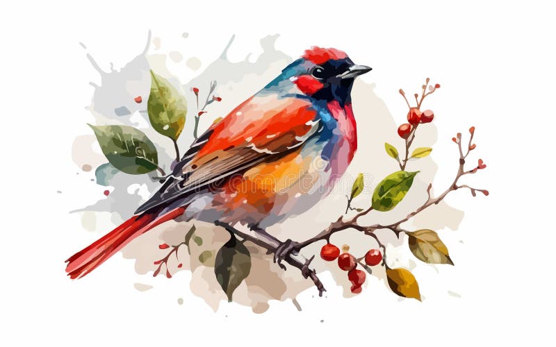 Bulbul Bird Watercolor Art and Illustration Generative AI Stock Vector ...