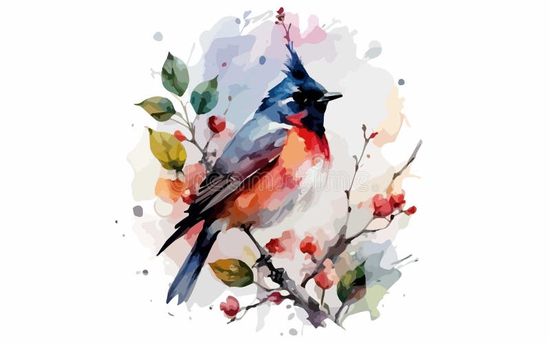 Bulbul Bird Watercolor Art and Illustration Generative AI Stock Vector ...