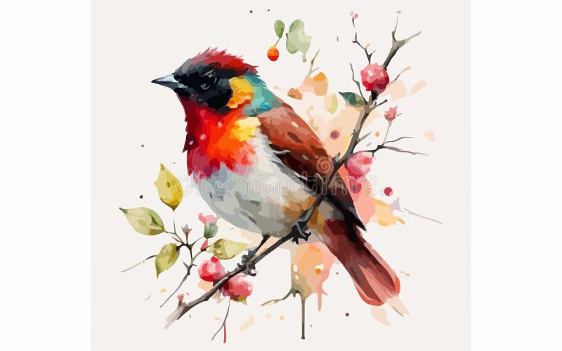 Bulbul Bird Watercolor Art and Illustration Generative AI Stock Vector ...