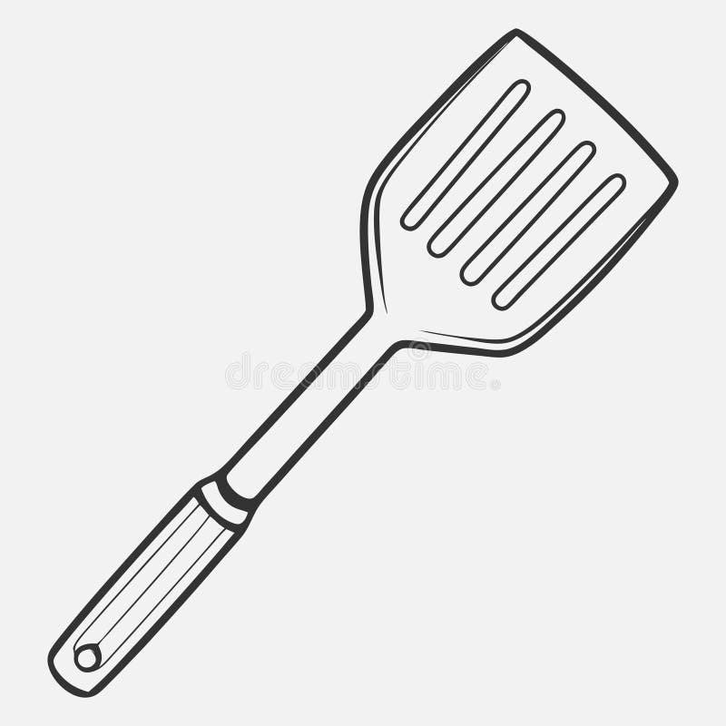 Cooking Spatula Line Art Masterpiece Stock Vector - Illustration of ...