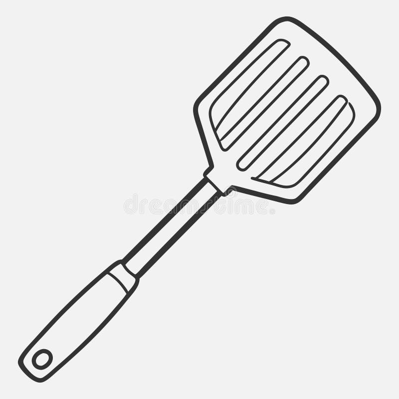 Cooking Spatula Line Art Masterpiece Stock Vector - Illustration of ...