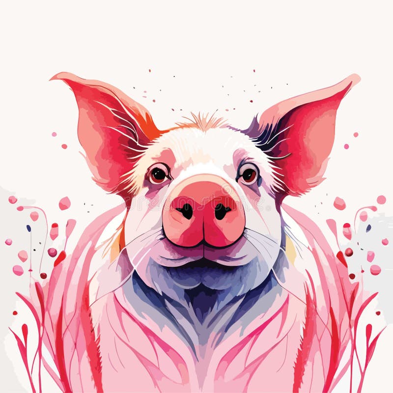 Pig Watercolor Art and Illustration Generative AI Stock Illustration ...