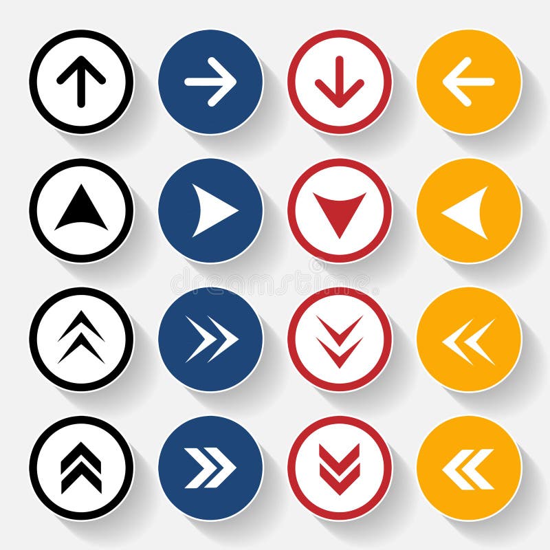 Set Isolated Shadow Arrow Logo Icon Design with Black, Blue, Red and ...