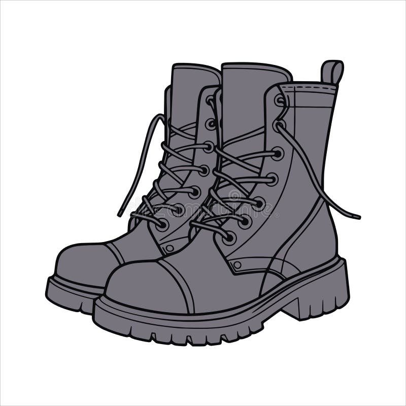 Grey Boots Footwear Mockup Design Illustration Vector Stock ...