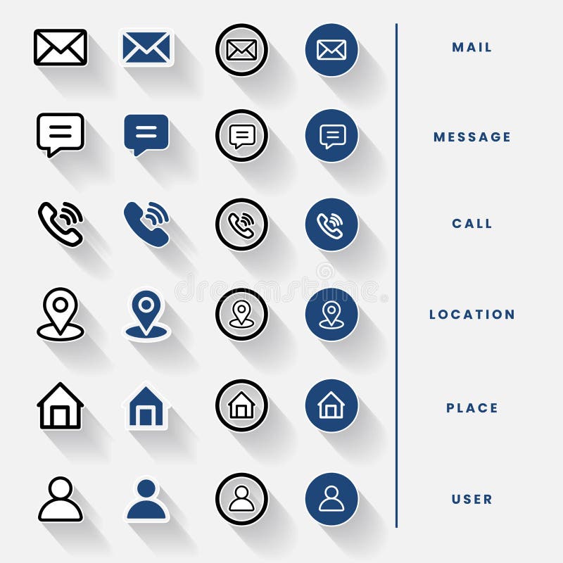 Business Contact Line Shadow Icon Collection Stock Illustration ...