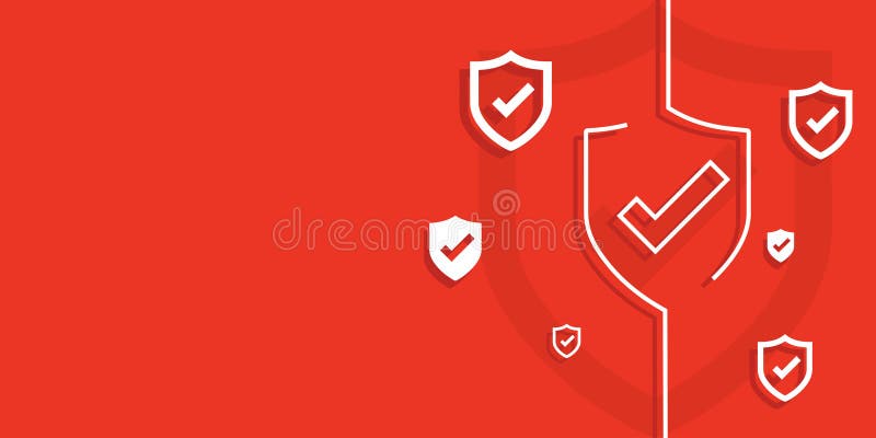 Text Space Cyber Security Technology with Shield Shape on Red ...