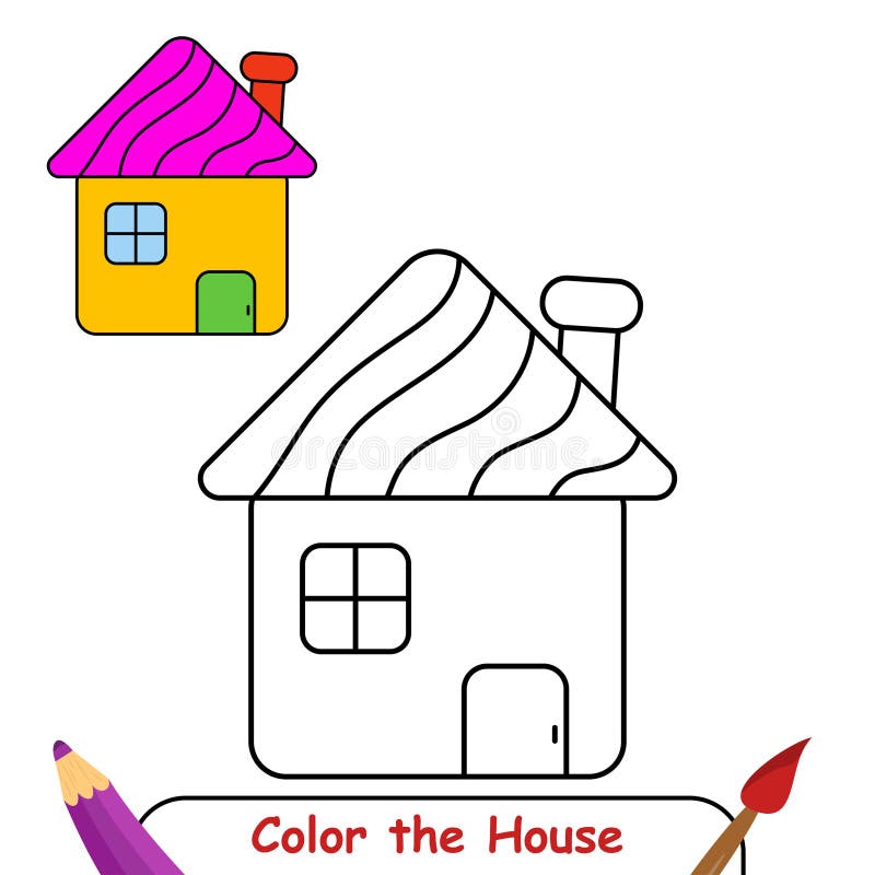 House Coloring Page, Coloring Book for Kids, House Isolated Vector ...