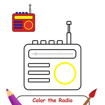 Radio Coloring Page, Coloring Book for Kids, Radio Isolated Vector ...
