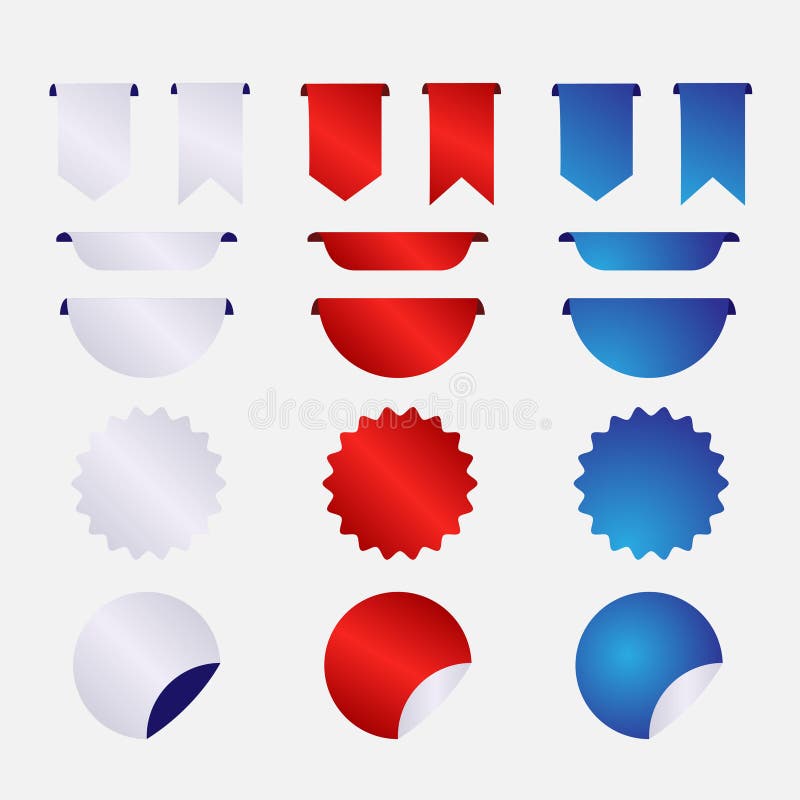 Colorful Banner Sticker, Blank Simple Clip Art Set Illustration Stock ...