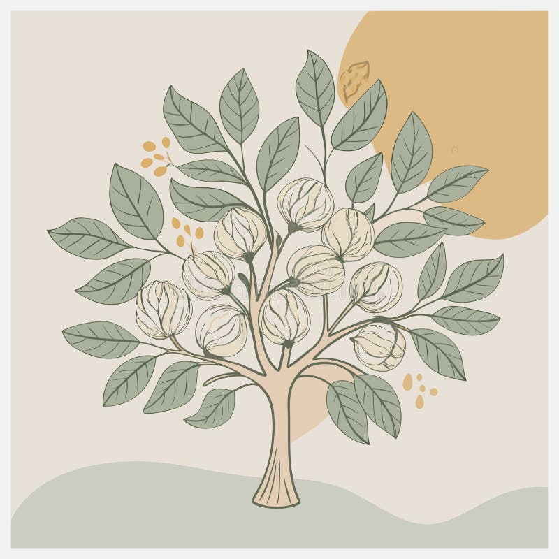Majestic Walnut Tree Vector Illustration, Detailed and Elegant Design ...
