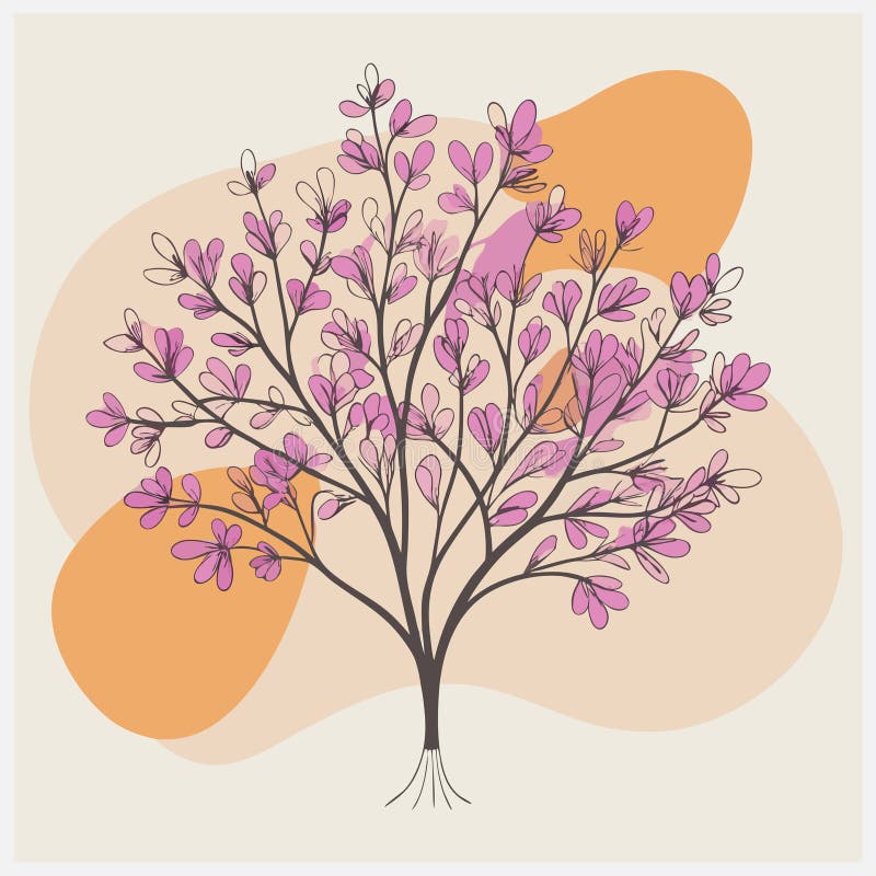 Vibrant Redbud Tree Vector Illustration Stock Vector - Illustration of ...