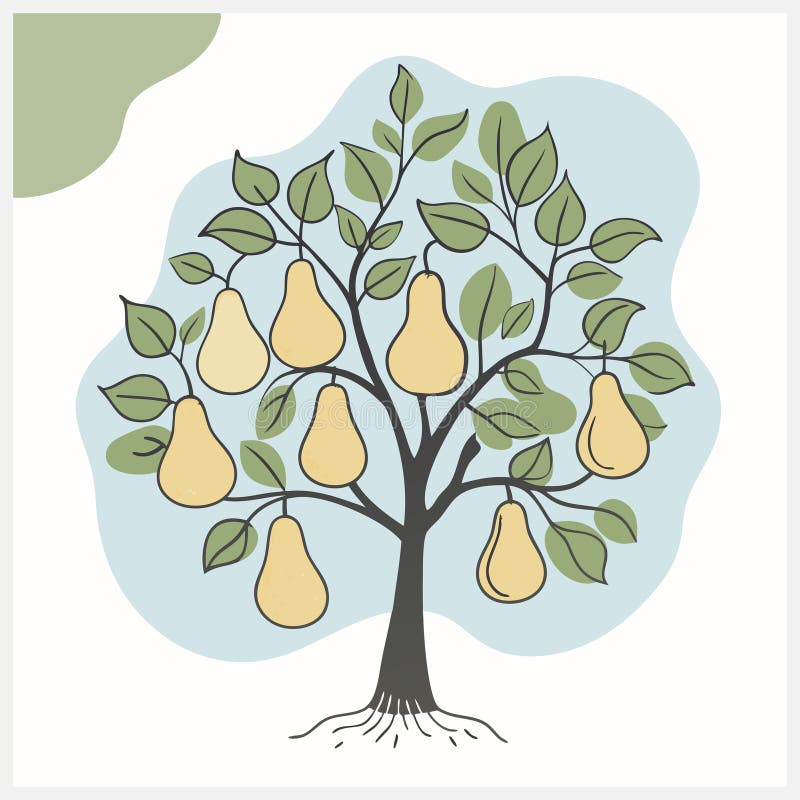 Majestic Pear Tree Vector Illustration: Perfect for Elegant Designs and ...