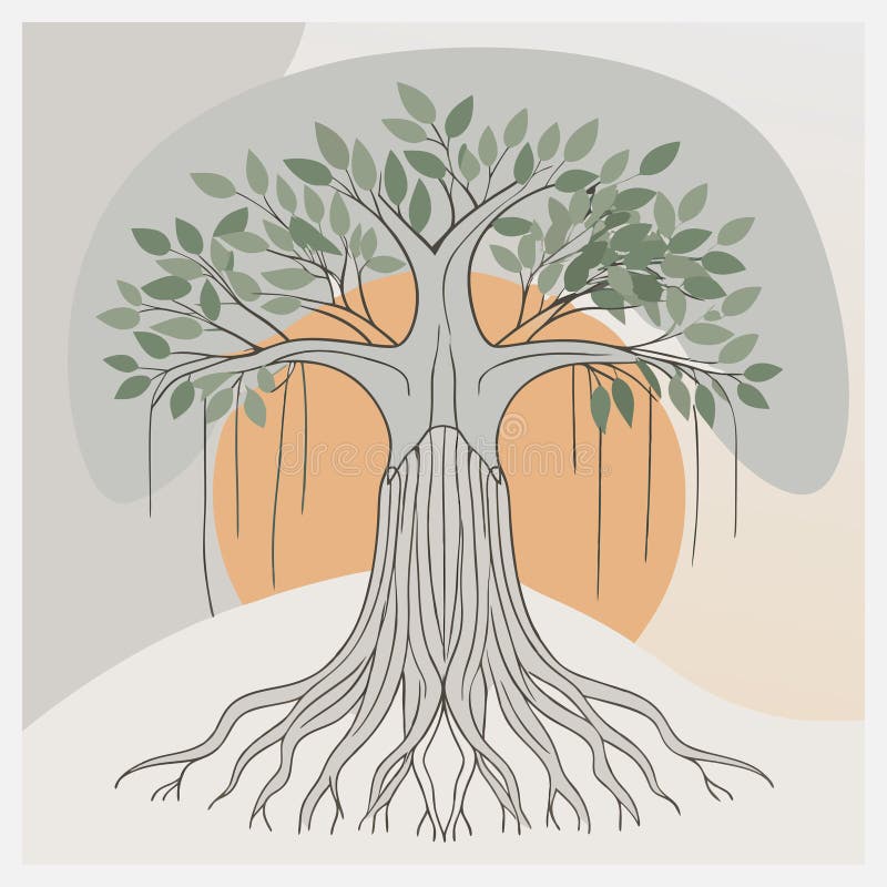Majestic Banyan Tree Vector Illustration Intricate and Timeless Design ...