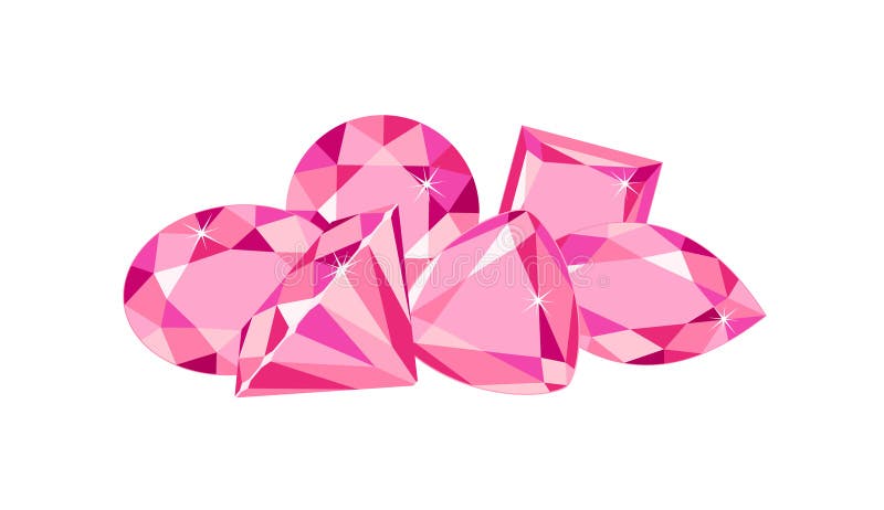 Heap of Pink Gemstones Isolated on White Background. Stock Vector ...