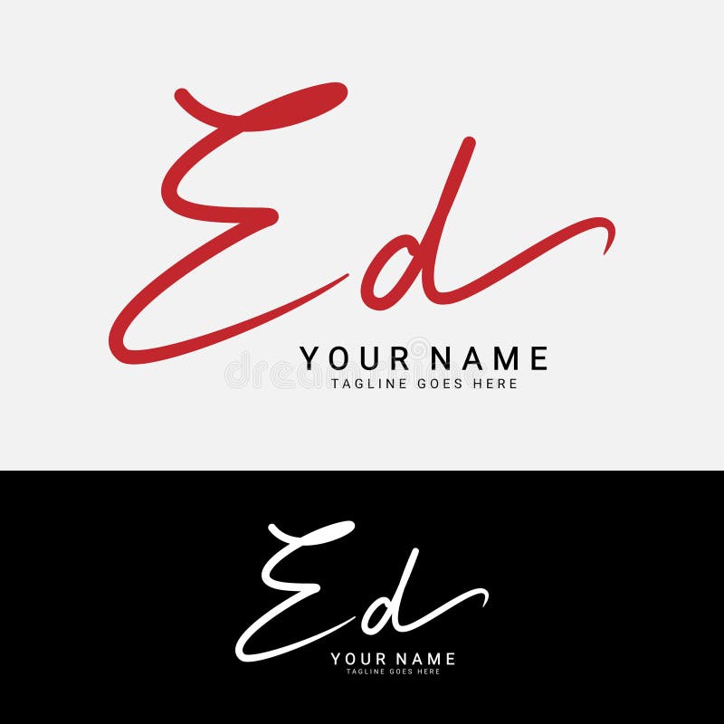 E, D, ED Initial Letter Logo. Alphabet ED Handwritten Signature Logo ...