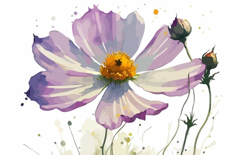 Cosmos Watercolor Art and Illustration Generative AI Stock Vector ...