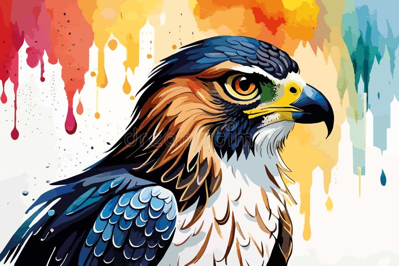 Falcon Watercolor Art and Illustration Generative AI Stock Vector ...