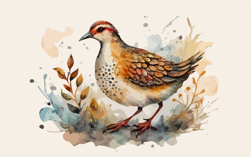 Francolin Watercolor Art and Illustration Generative AI Stock Vector ...