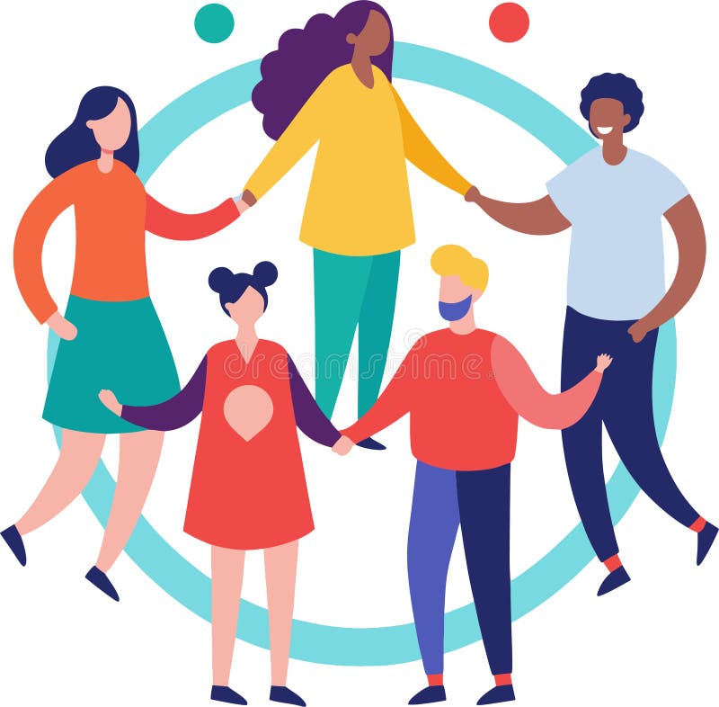 Label with People Community and Social Message Art & Illustration Stock ...