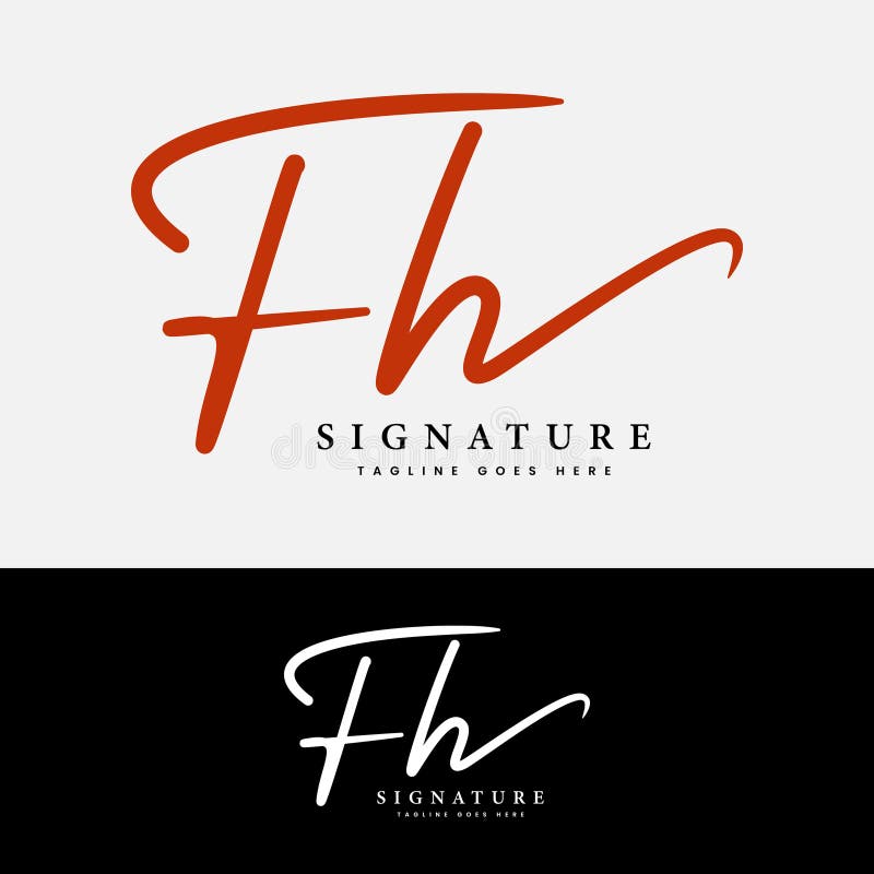 F, H, FH Initial Letter Logo. Alphabet FH Handwritten Signature Logo ...