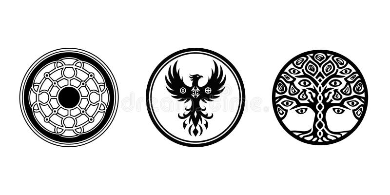 Creative Logo Set Vector Silhouette Style Image, Round Logo Set. Stock ...