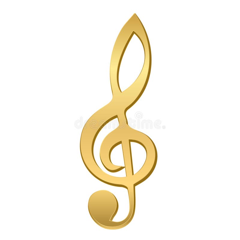 Gold Treble Clef or Musical Note. Stock Vector - Illustration of ...