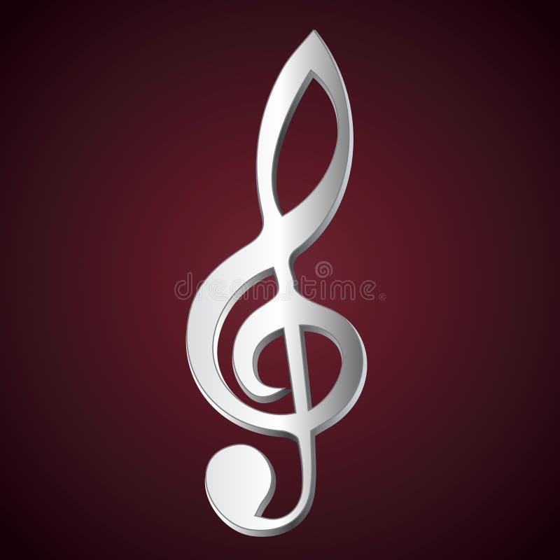 Silver Treble Clef or Musical Note. Abstract Vector Graphic ...