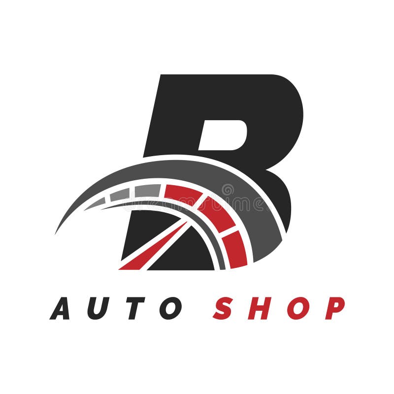 Letter B Logo Auto Mechanic with Speedometer Style. Alphabet B ...