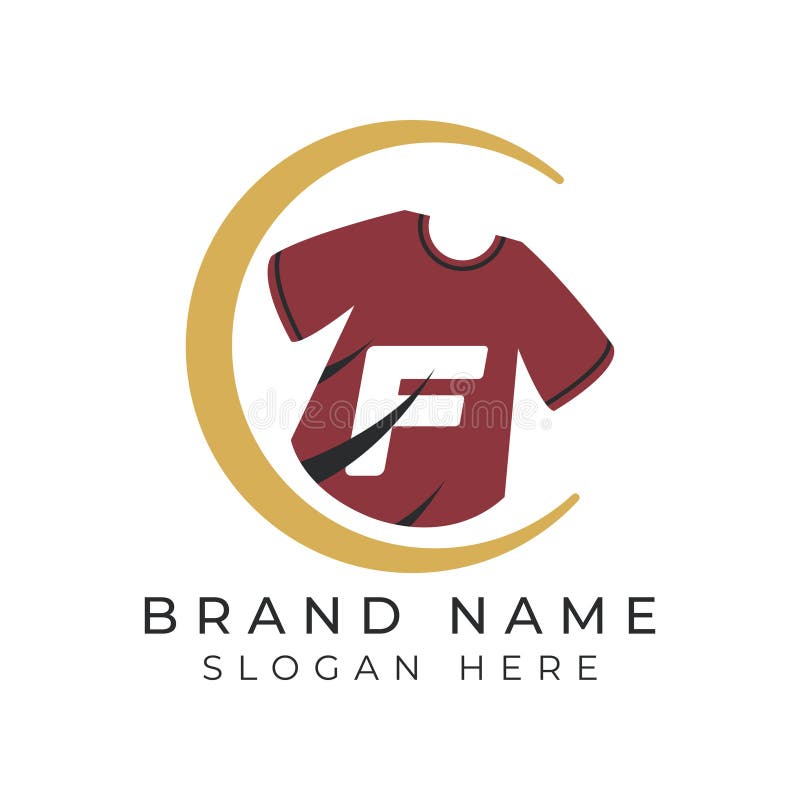Letter F Logo Concept with T Shirt. Alphabet F Garments Moon Face Icon ...