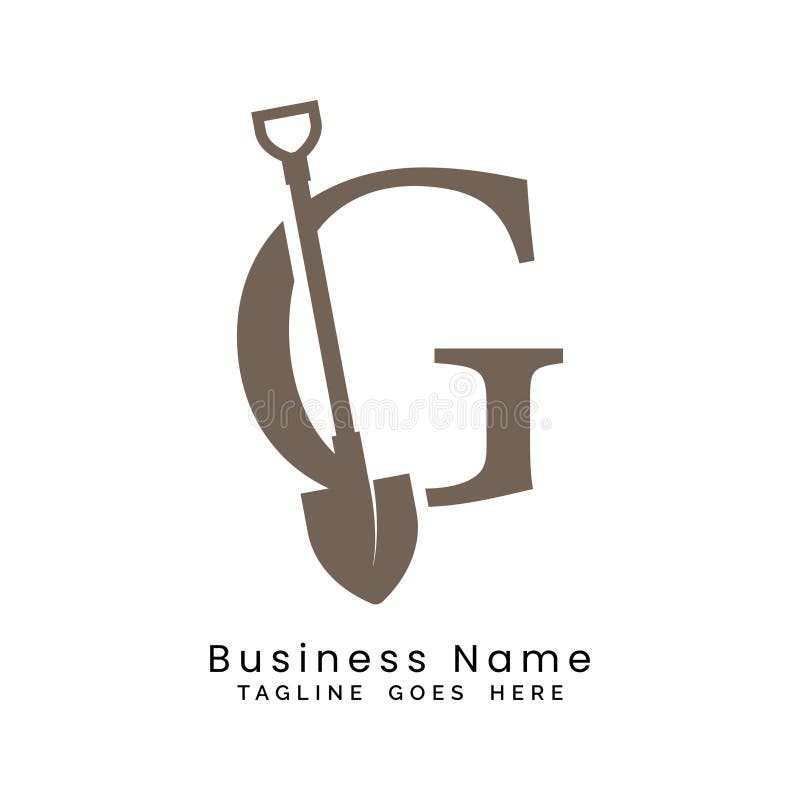Letter G Shovel Logo Design. Alphabet G Construction Icon Stock Vector ...