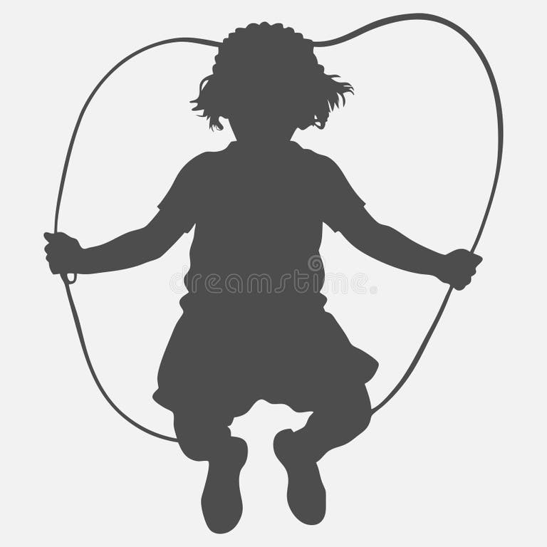 Energetic Child Jumping Rope Silhouette Vector Illustration Stock ...
