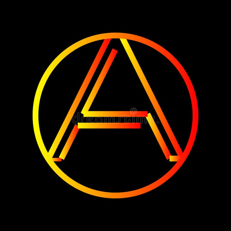 Letter a Logo Design in a Gradient Red and Yellow Color Circle Stock ...