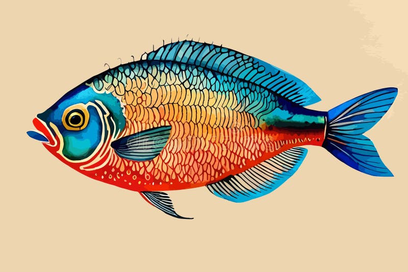 Gourami-fish Watercolor Art and Illustration Generative AI Stock ...