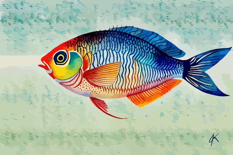 Gourami-fish Watercolor Art and Illustration Generative AI Stock ...
