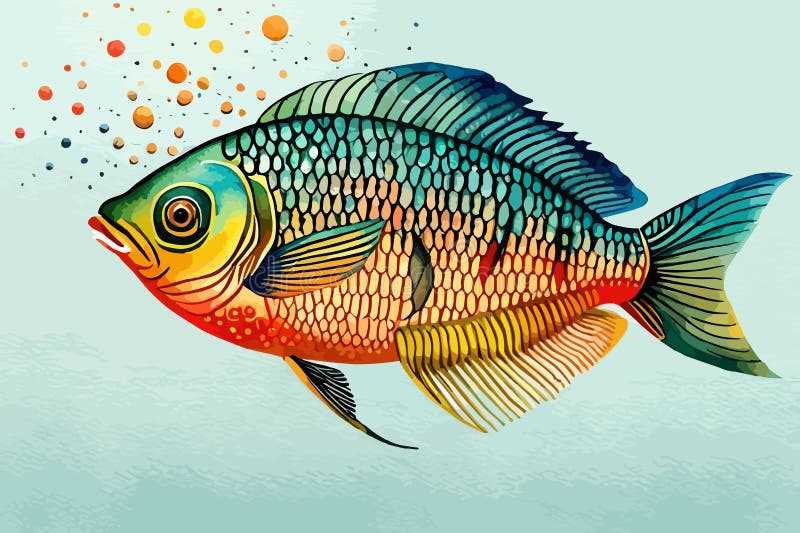 Gourami-fish Watercolor Art and Illustration Generative AI Stock Vector ...