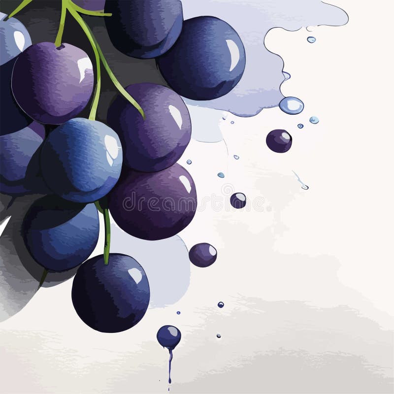 Grapes Watercolor Art and Illustration Generative AI Stock Vector ...