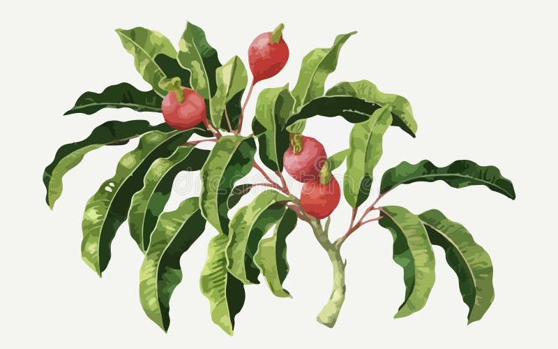 Guava Tree Watercolor Art and Illustration Generative AI Stock Vector ...