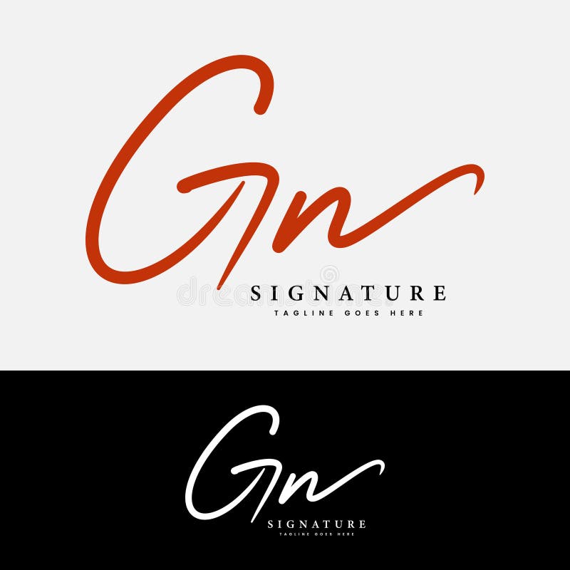 G, N, GN Initial Letter Logo. Alphabet GN Handwritten Signature Logo ...