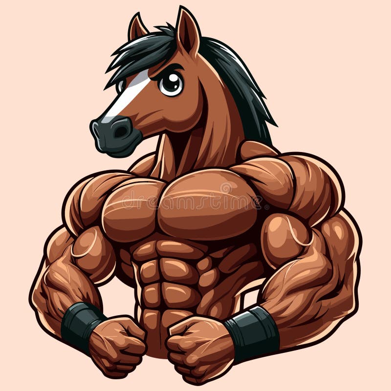 Bold and Muscular Horse Cartoon Character Illustration Stock Vector ...
