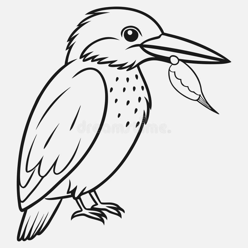 Kingfisher Bird in Action - Eating Scene Captured in Elegant Line Art ...