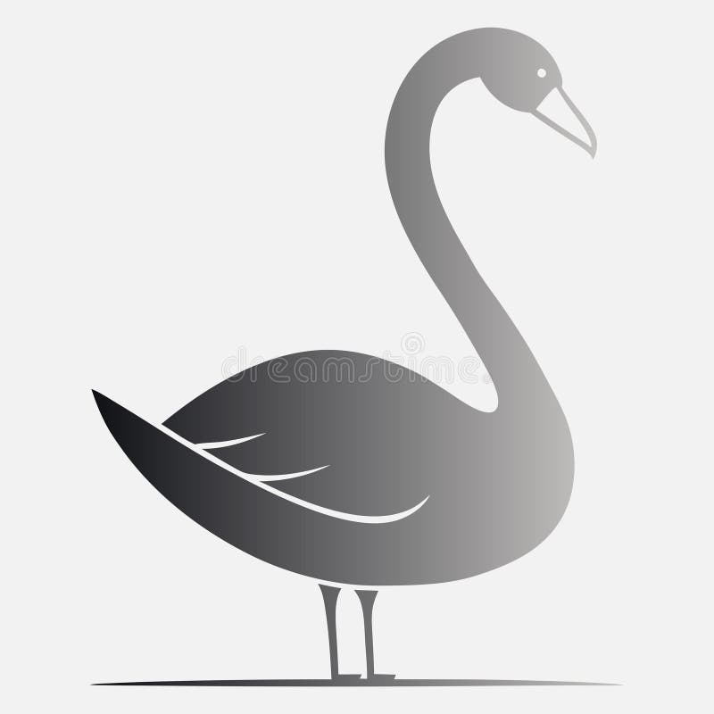 Majestic Black Swan Bird Standing Silhouette Vector Art Stock Vector ...