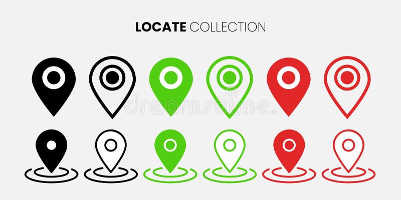 Location Pin Modern, Gps, Map Positions Marker, Flat Design and Outline ...