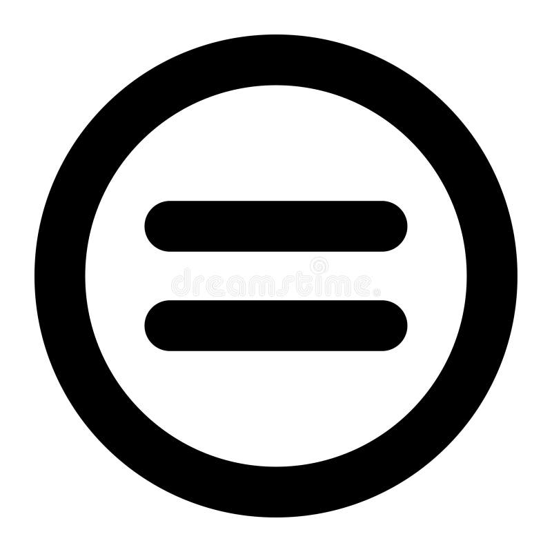 Equal Symbol Vector Icon. Equal Math Sign in Circle. Black Silhouette ...