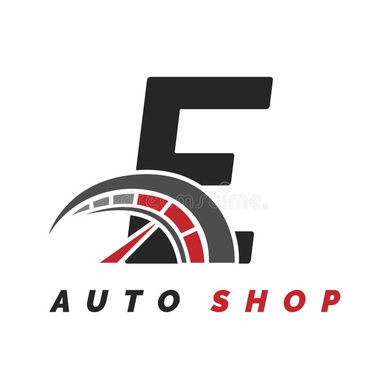 Letter E Logo Auto Mechanic with Speedometer Style. Alphabet E ...