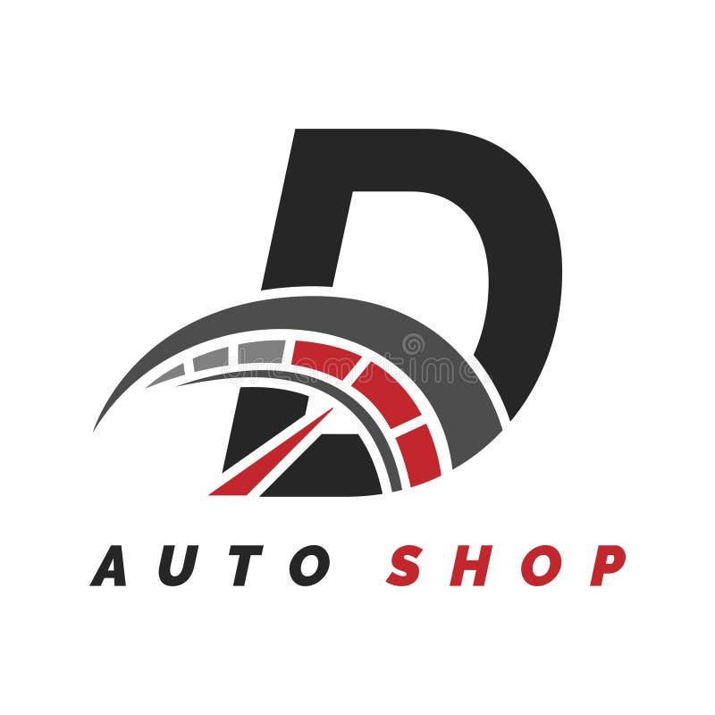 Letter D Logo Auto Mechanic with Speedometer Style. Alphabet D ...