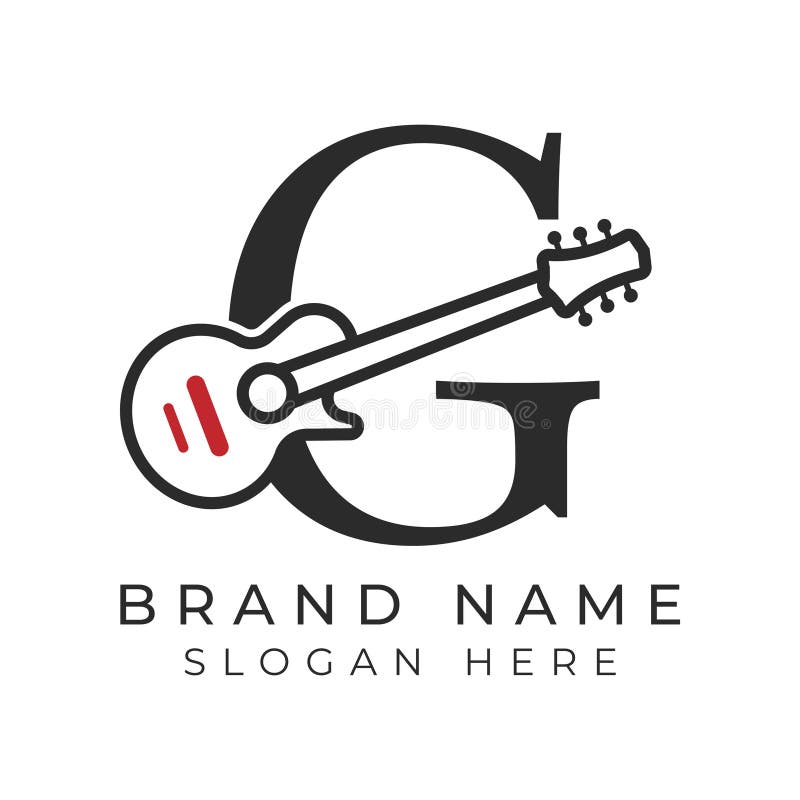 Initial Letter G Guitar Icon with Line Art Style for Chord. Alphabet G ...