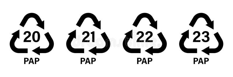 Paper Recycling Codes Vector Icon Set. Paper Cardboard Boxes Recycling ...
